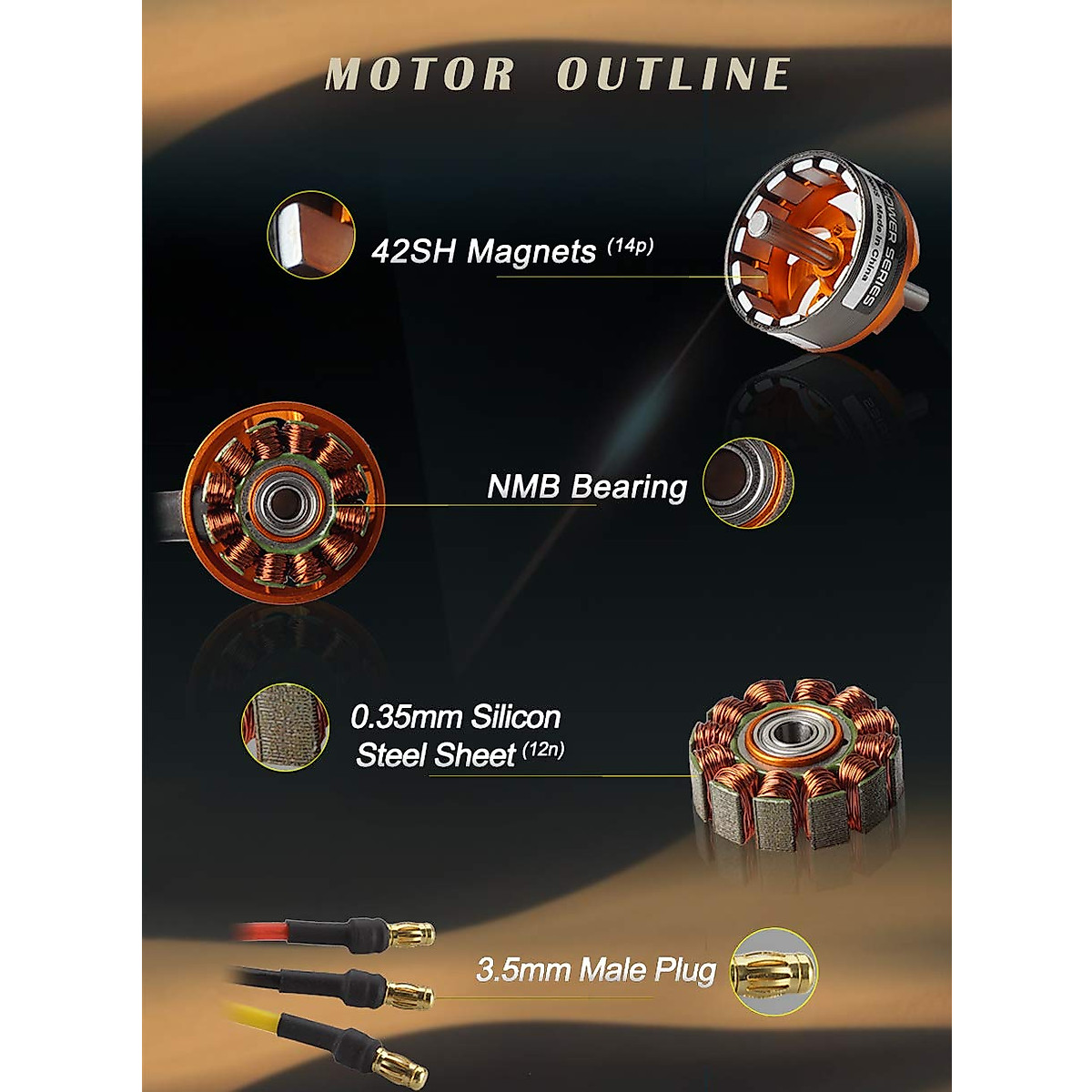 FLASH HOBBY 2826 RC Brushless Motor 1400KV Electric Outrunner Motor for RC Aircraft Plane Multicopter Drone Fixed Wing Helicopter