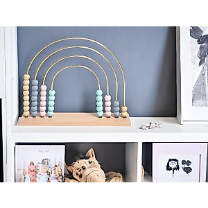 Hoky’s Hut Aesthetic XL Rainbow Abacus 14” x 11.25”- Montessori Toy for 1 Year Old & up 2-in-1 Sensory Toy & Kids Room Decor, Nursery Decor, Kids Bookshelf Decor, Unique or Kids Gifts, Hot Toy