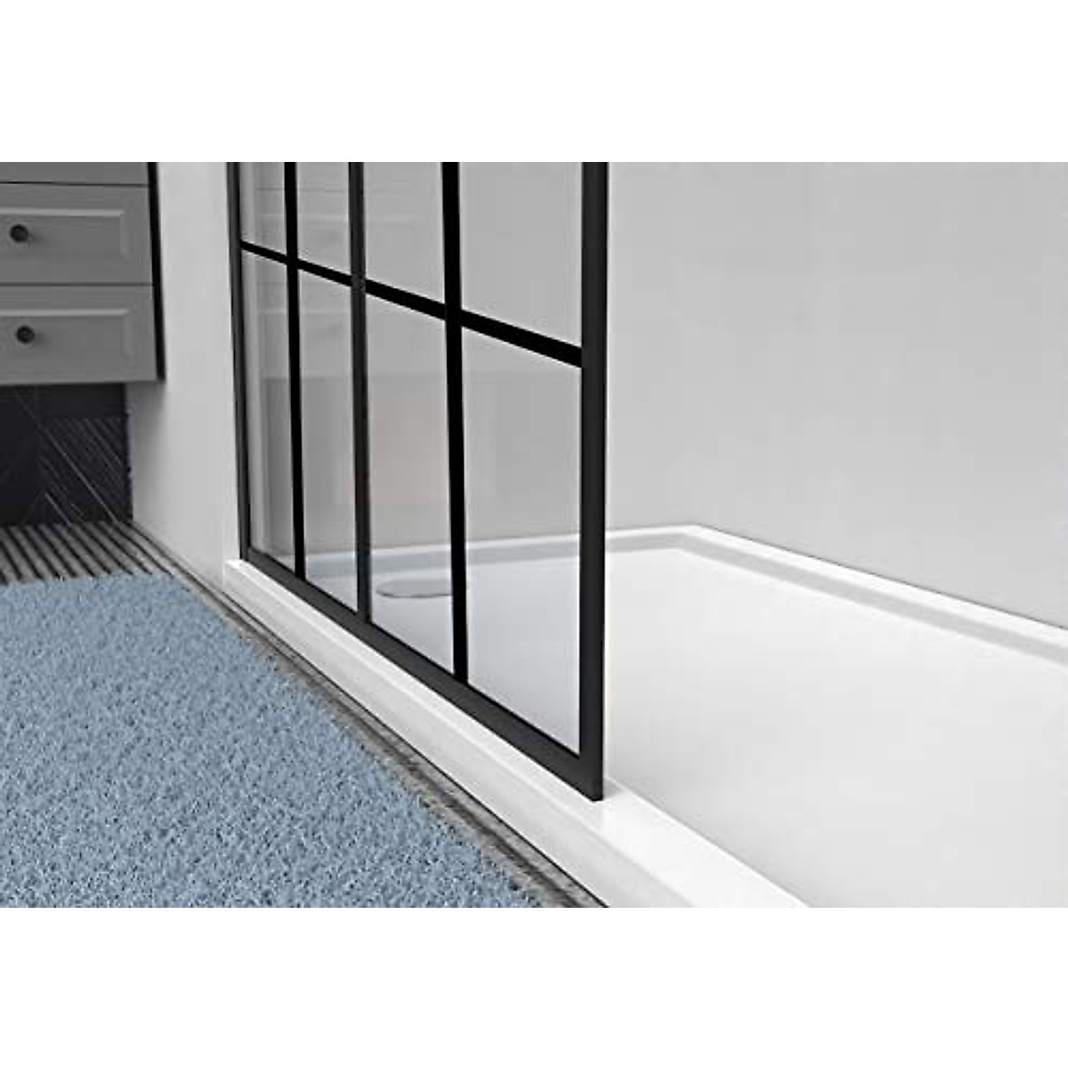 Goodyo 34" X 72" Shower Door Clear Tempered Glass Framed Shower Screen Walk-in Black Finish