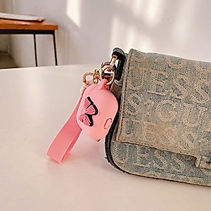 Heniu for AirPod 3rd Generation Case Cover 2021, 3D Butterfly Liquid Silicone AirPods 3rd Generation Cute Case with Keychain Compatible for Apple Airpods 3rd Generation Charging Case-Pink