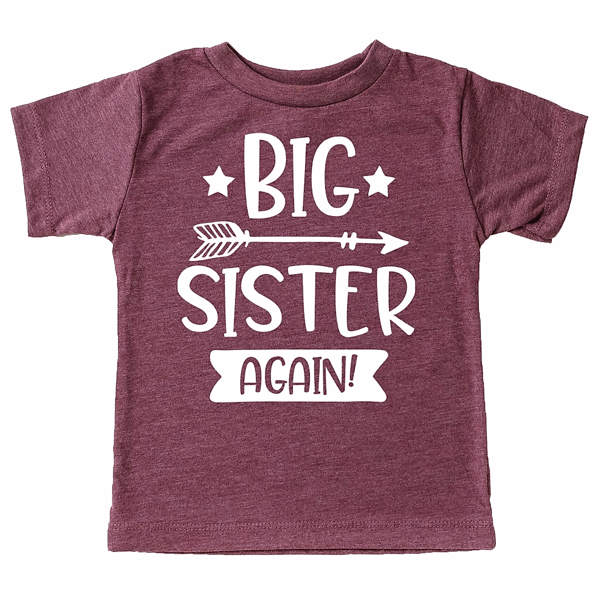 Arrow Big Sister Again Sibling Announcement Shirts for Baby and Toddler Girls Sibling Outfits Vintage Burgundy Shirt