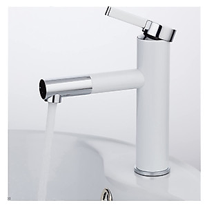 QAZWSXED LESANGBAIHUODIAN White Spray Painting Bath Sink Faucet Bathroom Cold and Hot Tap Crane with Aerator 360 Rotating F1052-14/15 (Color : F1052 14)