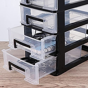 PATKAW Plastic Storage Bins Five-layer Organizer Drawers 1PC 31.4x21.1x15.2cm Drawer Type Storage Cabinet Plastic Storage Drawers 5 Drawer Plastic Storage~Black Plastic Drawers