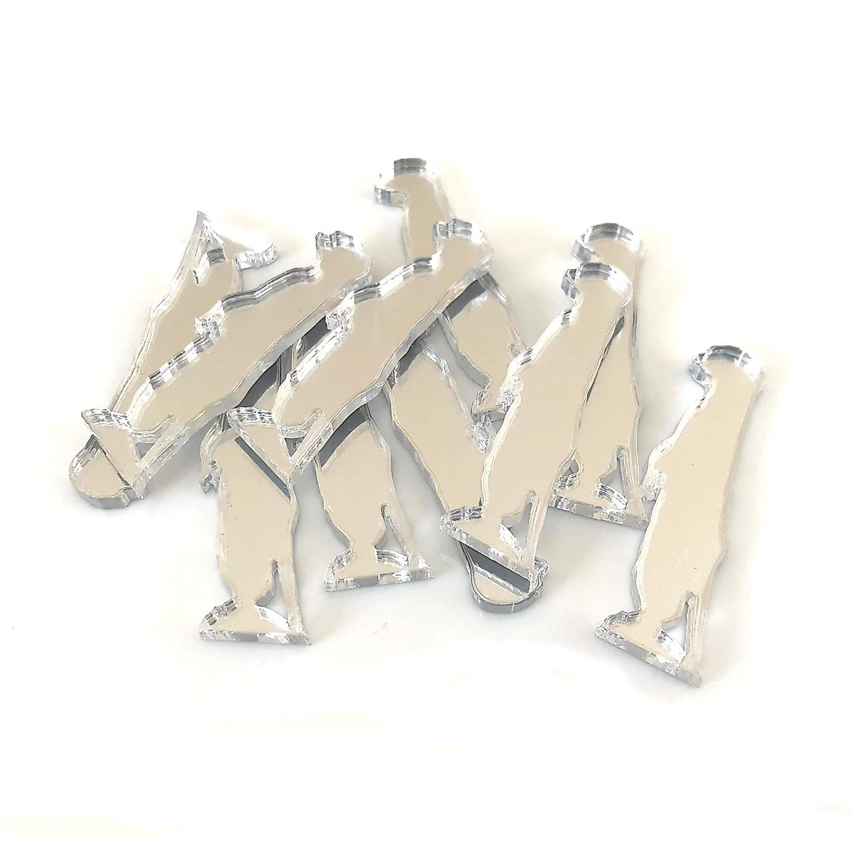 Super Cool Creations Meerkat Shaped Crafting Mirrors, Set of 10, Many Colours, Shatterproof Acrylic, Mocha Brown, Pack of 10 x 7cm