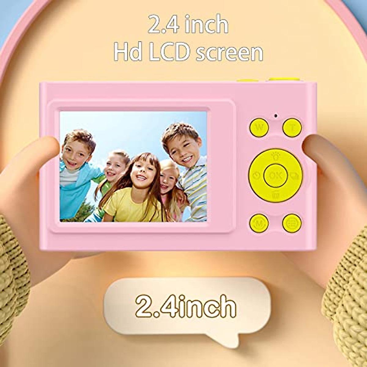 Kids Camera for Boys and Girls Digital Camera with Memory Card 16X Zoom Vlogging Camera 1080P Video Recorder with Multiple Unique Functions Great Birthday Electronic Toys for Children (Pink No Card)
