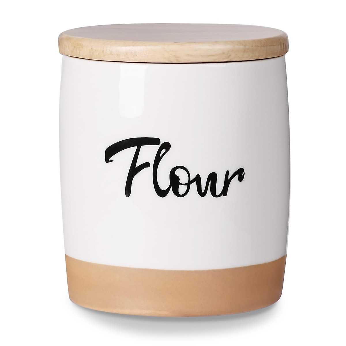 LEETOYI Ceramic Food Storage Containers with Lid,Modern Farmhouse Kitchen Decor, Countertop Food Storage Caddy Organizer, 33oz (Labeled Flour)