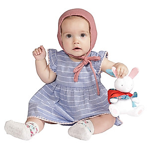 Manhattan Toy Fairytale Rabbit Plush Baby Travel Toy with Chime, Crinkle Ears and Teether Clip-on Attachment