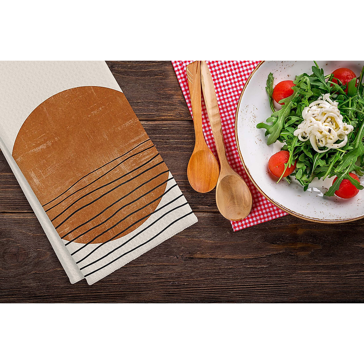 QIYUHOY Abstract Boho Large Sun Sea Wave Kitchen Towels Tea Towels, 16 X 24 Inches Cotton Modern Dish Towels Dishcloths,Dish Cloth Flour Sack Hand Towel for Farmhouse Kitchen Decor,Boho Lovers Gifts