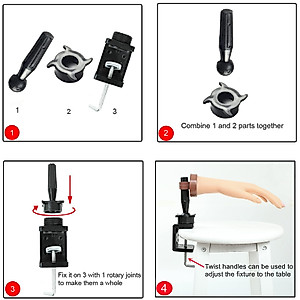 Wig Head Stands Mannequin Head Stand Cosmetology Manikin Training Head Stand Holding Holder Clamp Stands Black C-Clamp Holder Practice Hand Stand Adjustable Rotary Desk Table Clamp Holder (1 PCS)