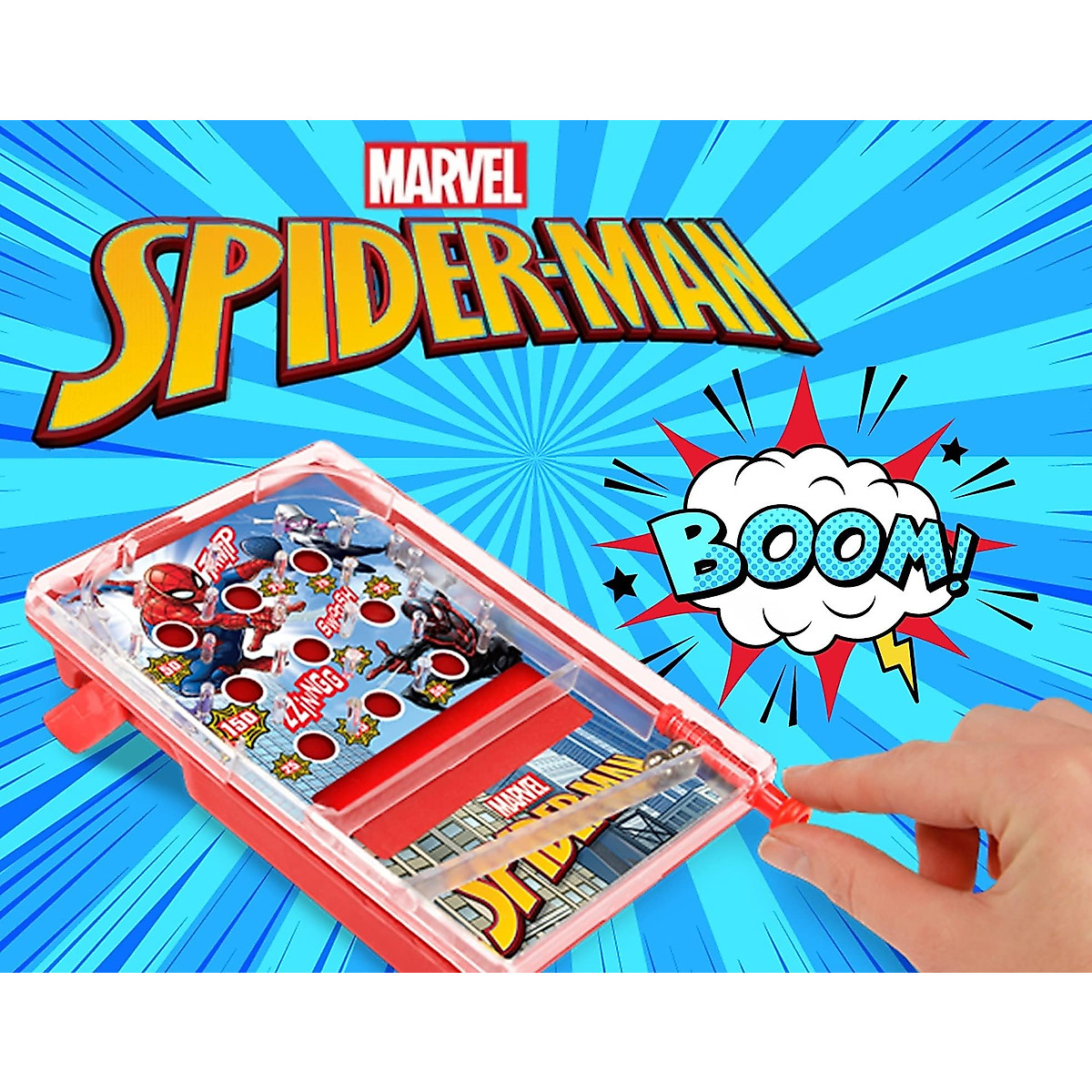 JARU Marvel Avengers & Spiderman Mini Pinball Machine for Kids (2 Toys) Handheld Games & Office Desk Games. Retro Vintage Toys Table Top Arcade Games. AB-6807-2
