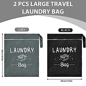 Large Travel Laundry Bags with Zipper, Waterproof Wet Dry Diaper Bags for Dirty Clothes Suitcase, Swimwear, Gym Clothes, Washable Camp Laundry Bag Sleepaway Suitable for Fitness (Black+Grey)