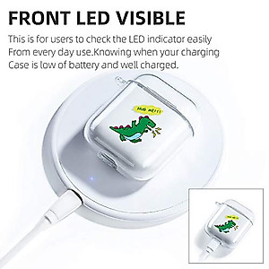 Akabeila Airpods Case Cover for Women Men,Compatible with Apple Airpods 2 Case Airpod Case Dinosaur Cute Clear Case Cases [Supports Wireless & Cable Charging] [with Carabiner] Anti-Fall Air Pod Case