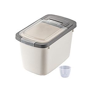 gazechimp Grain Rice Storage Container, Pet Food Storage Box, Airtight Household Grain Dispenser, Grain Rice Storage Bin, Flour Bin for Flour, Cat Dog Food, White