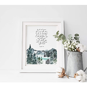 Isaiah 41 10 Wall Art, Watercolor Mountains Bible Verse Poster, Christian Gifts Men UNFRAMED 8x10, Crafty Cow Design