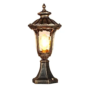MODEBHD Waterproof Aluminum Modern Outdoor Column Lamp Tradition Classic Victoria Glass Lantern Antirust Table Lamp Street Post Light Villa Garden Patio Lawn Lights E27 Lampholder Decoration Pillar Li