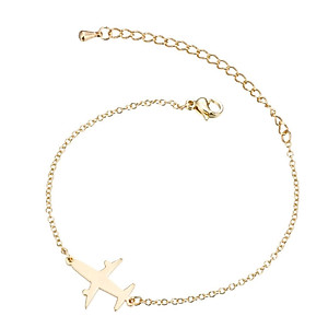 MiniJewelry Gold Airplane Plane Bracelet for Women Birthday Anniversary Stainless Steel