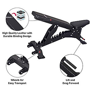 DERACY Deluxe Adjustable Weight Bench for Full Body Workout, Weight Capacity 1100 lbs, Incline and Flat Weight Bench for Indoor Workout, Home Gym