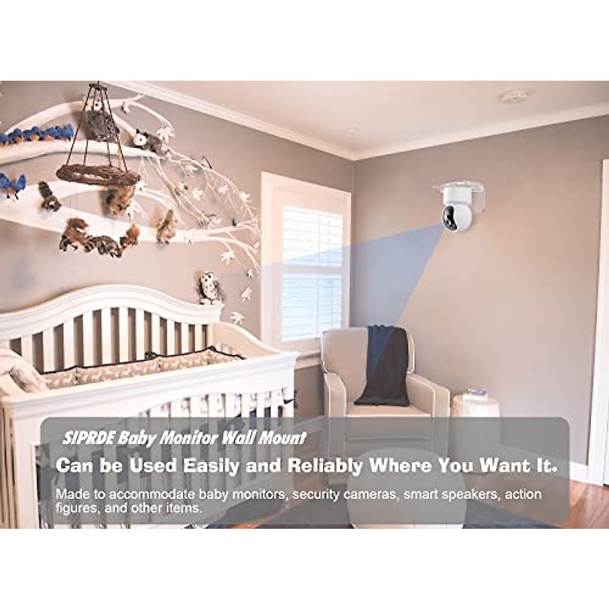 SIPRDE Acrylic Small Wall Shelf Set of 3 for Security Cameras, Speakers, Baby Monitors & More - 4'' Universal Adhesive Shelf Easy to Install No Drill, with Cable Clips (Clear)