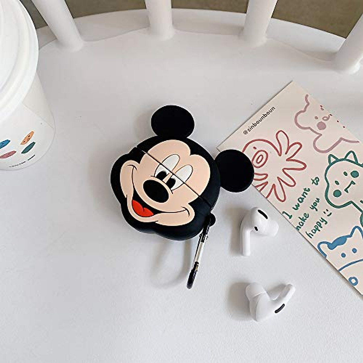 Cocomii 3D AirPods Pro Case - 3D Cartoon - Slim - Lightweight - Matte - Keychain Ring 3D Cartoon Characters Cartoon - Luxury Headphone Case Cover Compatible with Apple AirPods Pro (Mickey Face)