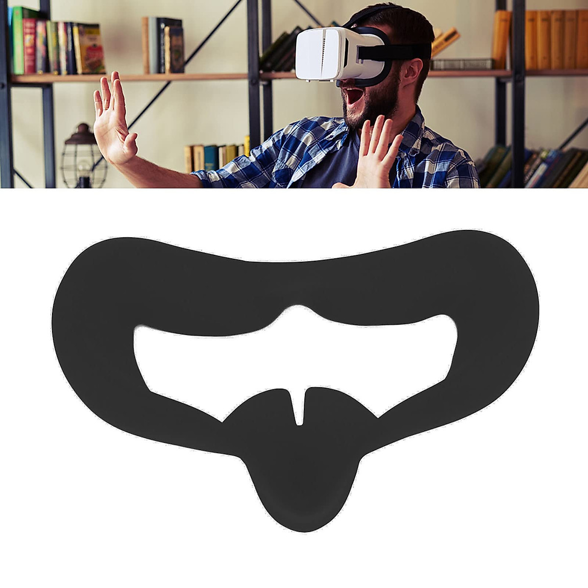 Silicone VR Face Cover Pad, VR Glasses Silicone Eye Mask Breathable Anti Sweat VR Protective Cover for Oculus Quest 2 Gaming Headset(Black)