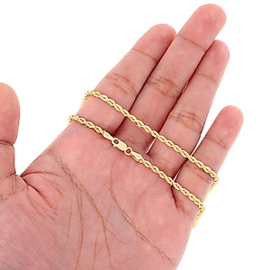 Nuragold 14k Yellow Gold 2mm Rope Chain Diamond Cut Bracelet or Anklet, Mens Womens Jewelry 7" 7.5" 8" 8.5" 9"