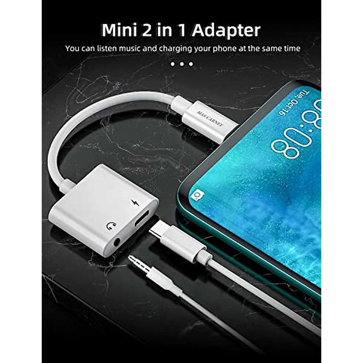 MAS CARNEY Headphone Adapter, USB Type C to 3.5mm Headphone and Charger Adapter Compatible with Pixel 5 4 3 XL, Galaxy S22 S21 S20 S20+ Note 20,Ipad Pro, MacBook