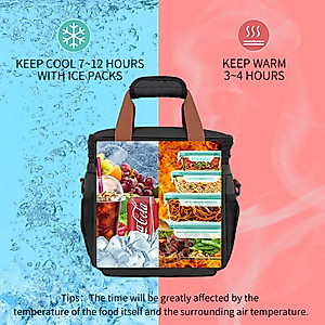 LOKASS Insulated Lunch Bag For Men Work, 16L, PU Coating Tactical Lunch Box for Adults/Women, Dual Compartment Reusable Waterproof Leakproof Lunchbag with Shoulder Strap, Cooler Bag, Black, Large