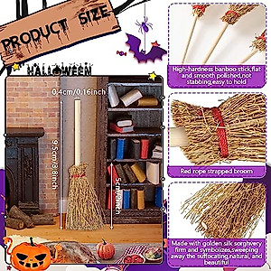 12 Pcs Halloween Mini Witch Hats Candy Cauldron Mini Broom Witch Craft Miniatures Wizard Accessory for Halloween Decorations (Novel Style)