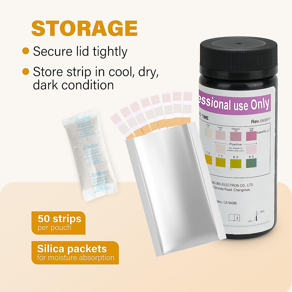 LotFancy UTI Test Strips 150ct, 3-in-1 Urine Test Strips for Leukocyte Nitrite and PH Testing, Accurate Results in 1 Minute, Medical Grade Home Test