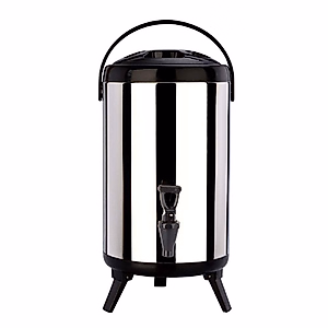 Stainless Steel Insulated Barrel Double Walled Beverage Dispenser with Spigot Keep Hot Water Milk Tea Coffee Juice, Home Party Use 1.59 Gallon