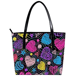 Valentine's Day Heart Leather Tote Shoulder Bag for Women Satchel Handbag