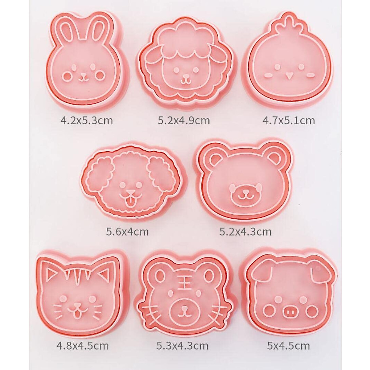 8 Pieces Cute Animals Cookie Cutters Animal Plastic Cookie Stamps Rabbit Cookie Mould Press Bear Cookie Mould Set Baking Kitchen Tools (Animals A)
