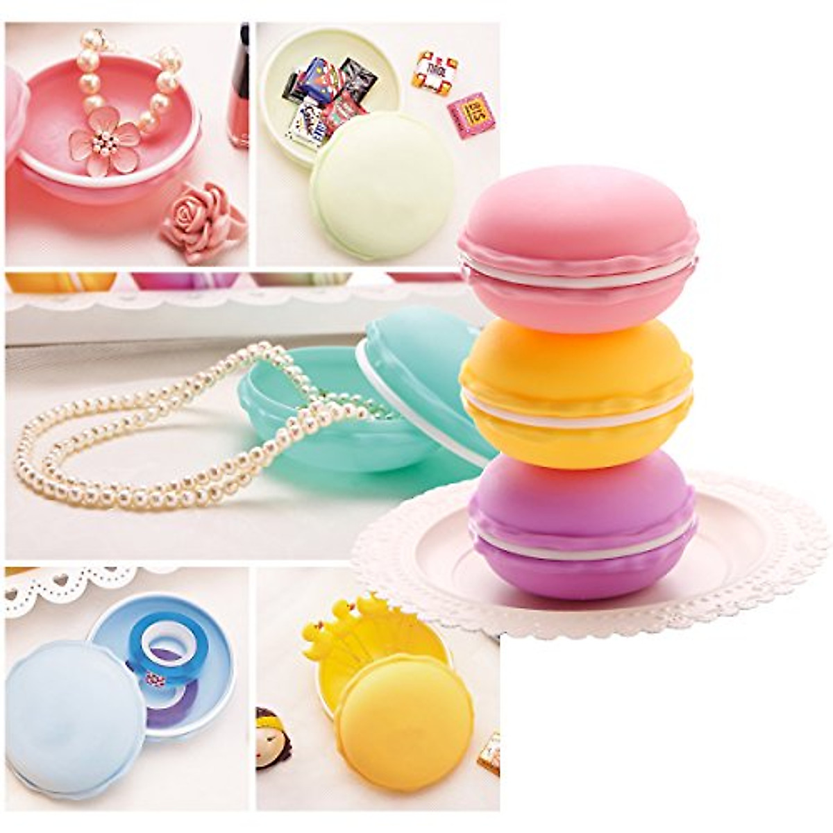 Giant Macaron Case, Coolrunner Macaron Jewelry Box, Macaron Cute Pill Box, Colorful Macaron Jewelry Storage Box, Shape Storage Box Candy Cute Pill Organizer Case Container(Large 2 pcs)