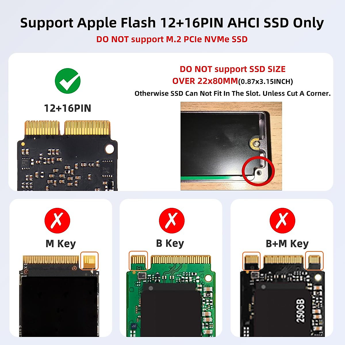 MAIWO MacBook SSD Enclosure, 12+16 PIN AHCI SSD to Type-C Adapter, USB3.2 GEN2x2 20Gbps, for 2013-2017 MacBook Pro Retina/Air/Mac Mini/Pro Apple Flash SSD