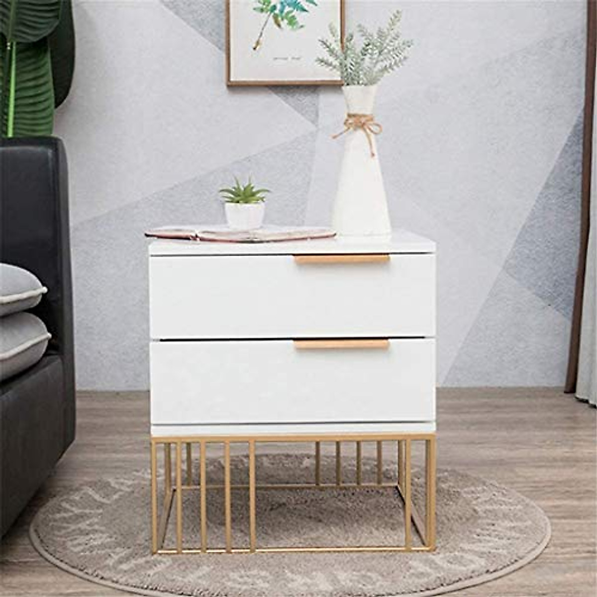 CXDTBH Metal Frame Wood Rectangle Side Accent Living Room Storage Shelf End Table (Color : D)