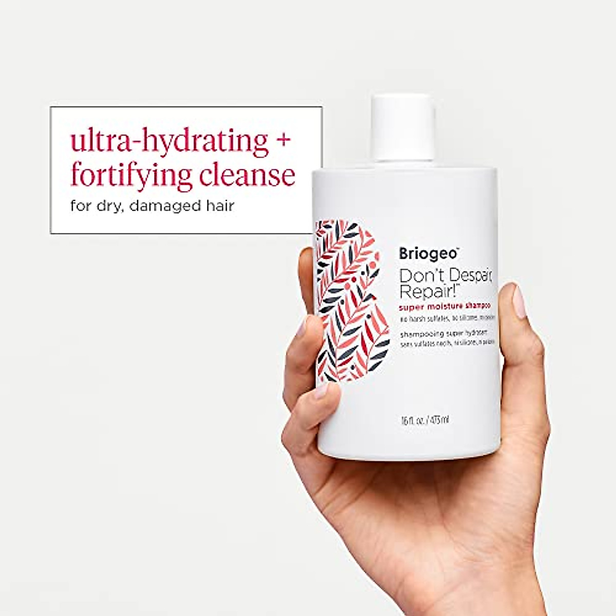 Briogeo Don't Despair, Repair! Super Moisture Shampoo, Dry Damaged Hair, Hair Shampoo with Argan Oil for Hair, Hair Moisturizer Hair Treatment, Protein Shampoo, Vegan, Cruelty-Free, 33.8 fl oz