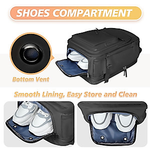 TEMASOL Carry on Backpack, Extra Large 40L Travel Backpack Flight Approved for Men Women, Expandable Weekender Bag Fits 17 Inch Notebook, College Business Casual Daypack with Shoe Bag, Black