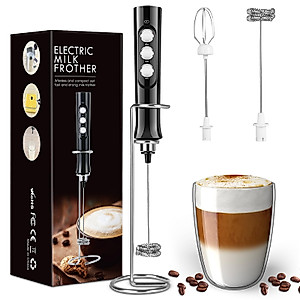 Rechargeable Milk Frother Handheld for Coffee, Stirrers Electric Whisk with Wall Mounted Stand, Drink Mixer Hand Frother Wand (MF02)