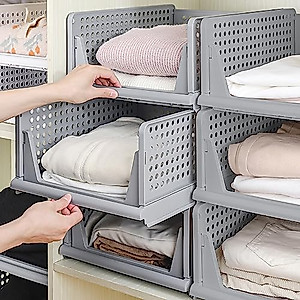 Homde 3 Pack Closet Organizer Stackable + 2 Pack Storage Bins 57.8QT with Lids and Wheels