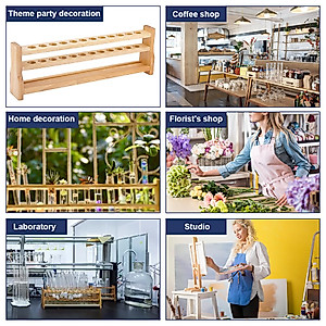 OLYCRAFT 12 Holes Wooden Test Tube Rack 10ML Test Tube Display Stands 18mm Hole Tube Display Racks Wood Colorimetric Tube Stand Centrifuge Tube Rack for Test Tube Chemistry Laboratory 14.2x2x4.6 Inch