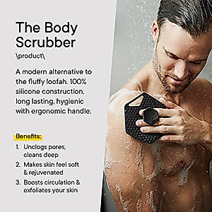 Tooletries - Body Scrubber & Storage Hook - Silicone Toiletry Organizer, Shower & Bathroom Accessory - Features Silicone-Grip Technology, Removable & Reusable - Charcoal