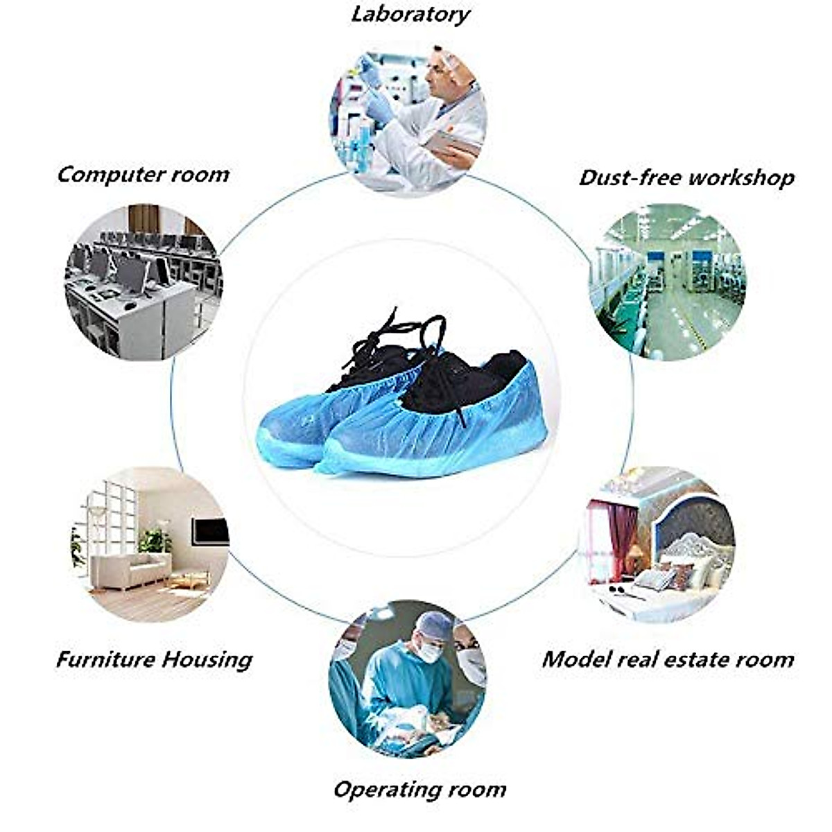 Hygienic Boot & Shoe Covers -100 Pack（50 Pairs） Extra Thick Disposable Shoe & Boot Covers Durable & Water Resistant- Anti- Slip,One Size Fits Most,Blue