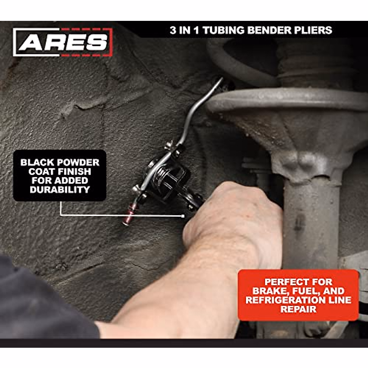 ARES 10024-3-in-1 Small Range Tubing Bender Pliers - Easily Make 90 Degree Bends in Brass, Copper, Steel, Stainless and Aluminum - Works for 1/8-Inch, 3/16-Inch, and 1/4-Inch Tubing