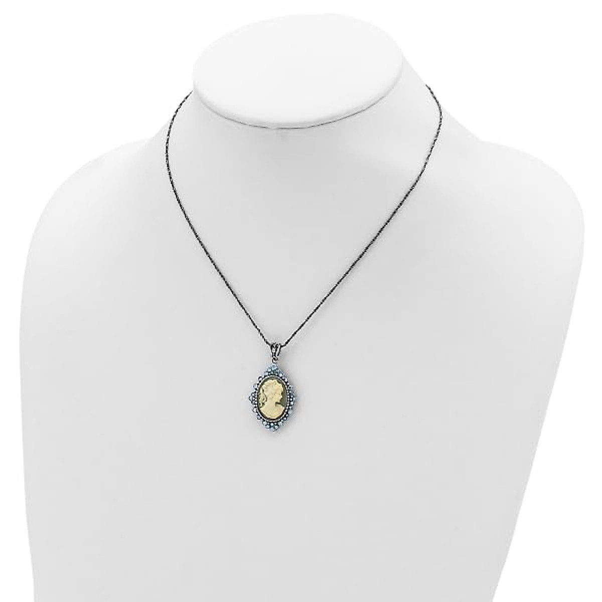 IceCarats 925 Sterling Silver Vintage Rhinestone Crystals Cameo Necklace 16 inch Chain