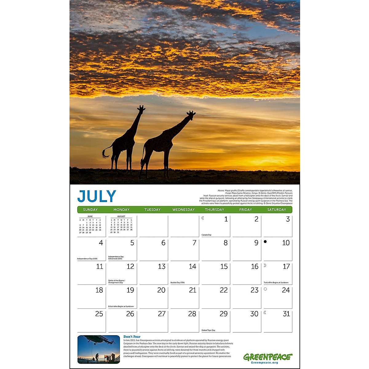 Greenpeace Wall Calendar 2021, Monthly January-December 15'' x 12"