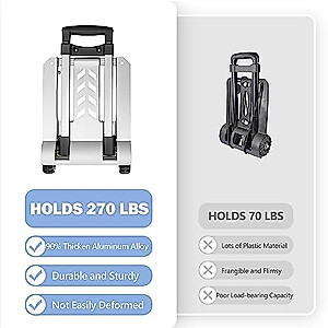 KEDSUM Foldable Aluminum Panel Hand Truck, Portable 270 lbs Lightweight Utility Cart for Travel, Shopping, Office Use