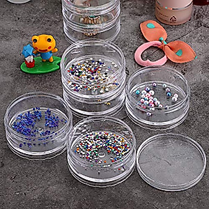 Hipiwe 2 Packs 5 Slot Clear Plastic Round Storage Jars - Art Craft Accessory Organizer Box Jewelry Beads Sewing Pills Container Holder for Storage Small Items, Hardware