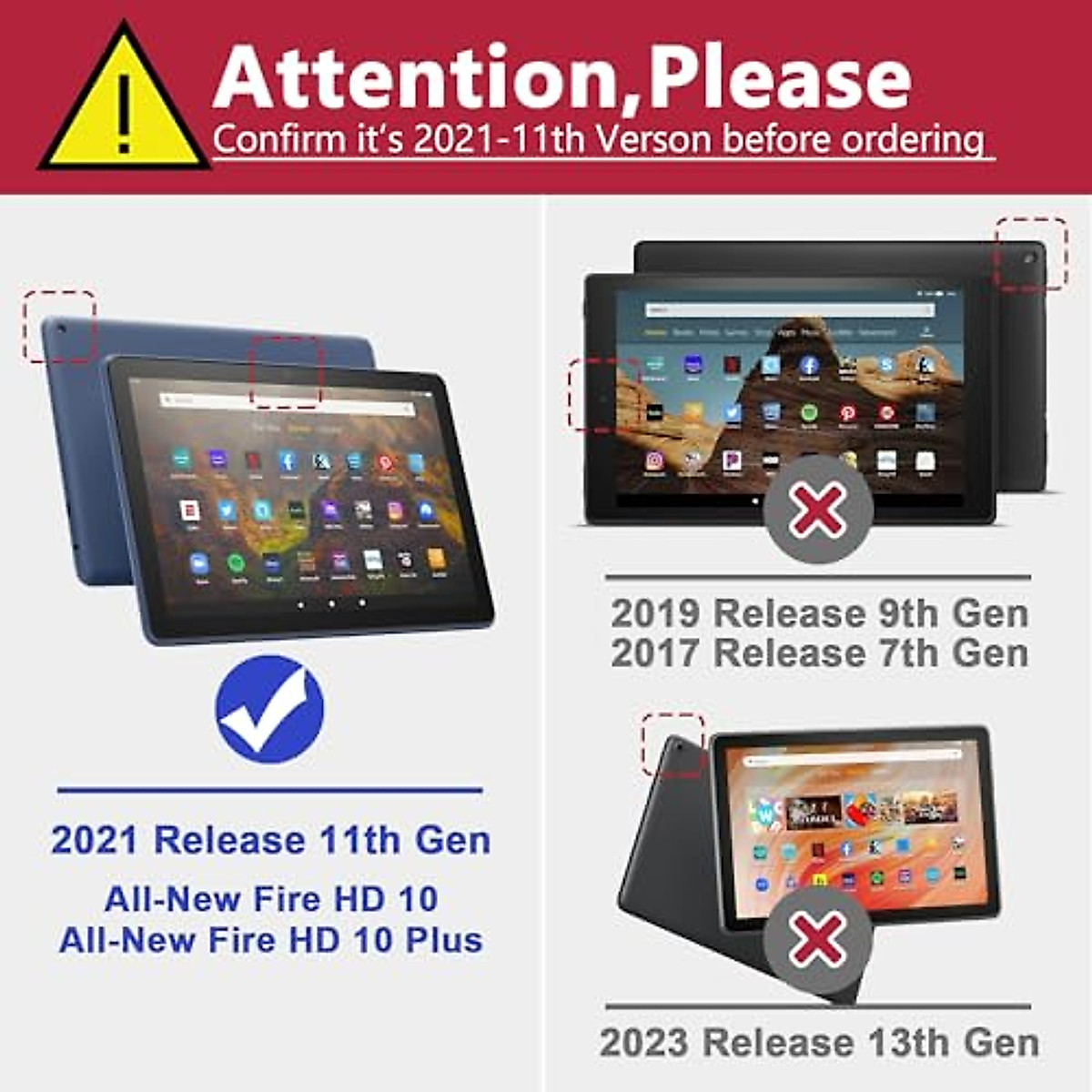Grifobes All New Kindle Fire HD 10 Tablet & Fire HD 10 Plus (11th Generation,2021 Released) Case, Smart Auto Sleep/Wake Multi-Angle Stand Folio Cover with Stylus Holder/Pocket (Black+Brown)