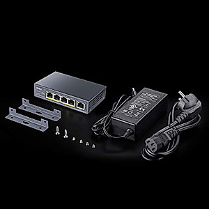 Cudy GS1005P 5 Port Gigabit PoE Switch, 4 PoE+ @60W, Desktop/Wall, Plug and Play, Sturdy Metal w/ Shielded Ports, Fanless, Traffic Optimization