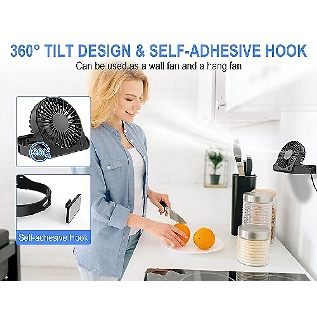 PELANZENHAU Small Table Fan - USB Powered Mini Desk Fan with 3 Powerful Speed & 360° Collapsible, Portable Little Cooling Fan Folding and Tilt Design for Travel Dorm RV Office Camping Bedroom